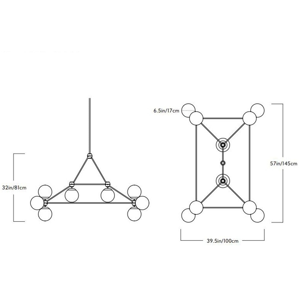 Modo Rectangle 14 Globe Suspension - Roll & Hill | Chandeliers - USA ...