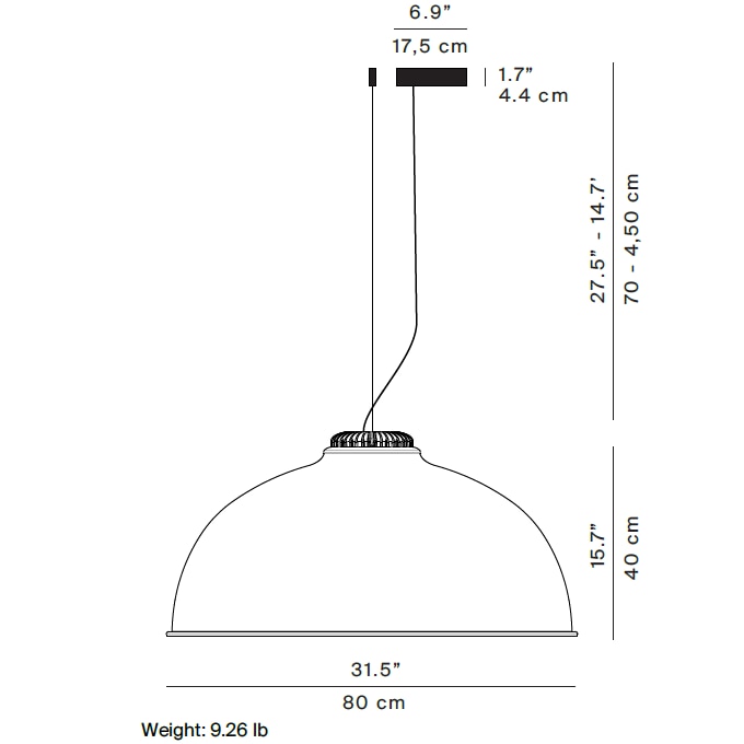 Farel LED Suspension - LucePlan | Dome Shade Suspension Lights - USA ...