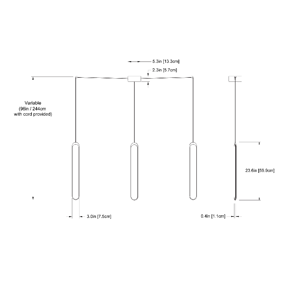 Jalon 1 Triade Suspension - TIBO | Pendant Lights - USA & Canada