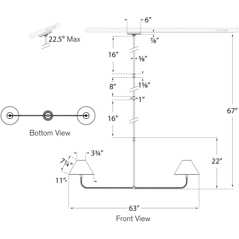 Basden Extra Large Linear Chandelier Suspension - Visual Comfort ...
