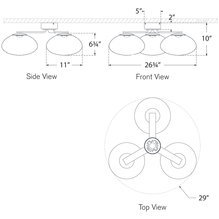 Marisol XL Triple Flush Mount Ceiling - Visual Comfort Signature ...