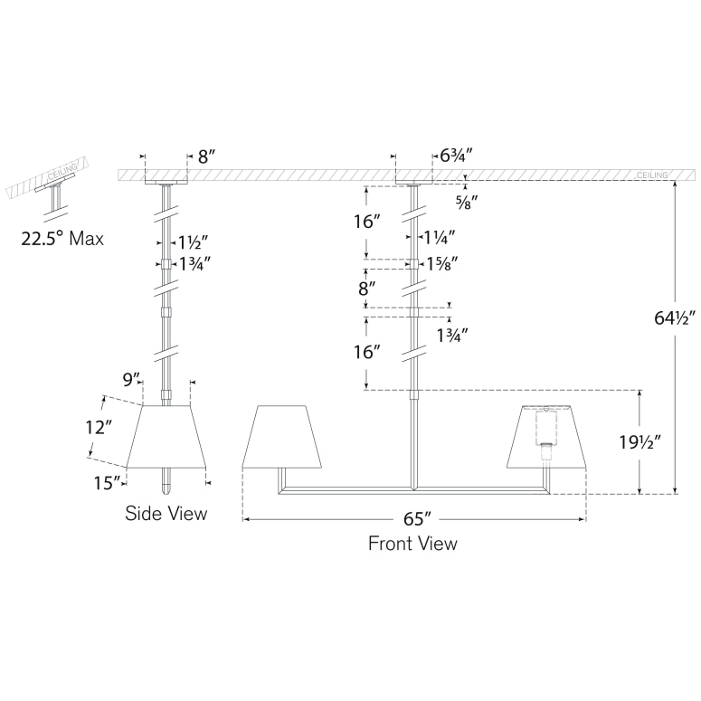 Olivier 65in Linear Chandelier Suspension - Visual Comfort Signature ...