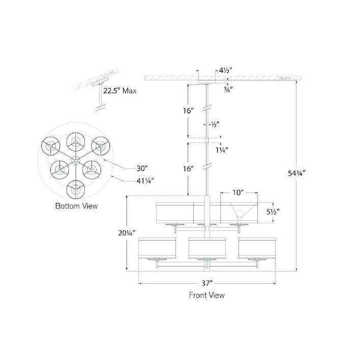 Walker Medium Two Tier Chandelier Suspension - Visual Comfort Signature ...